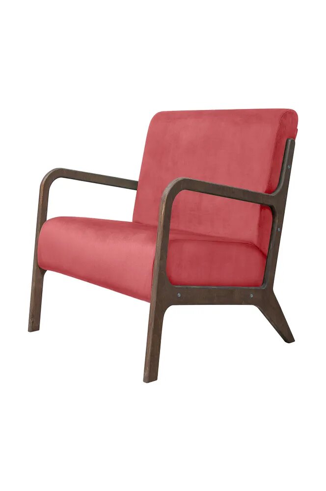 Низкое лаунж-кресло Mak-interior "Mody Karmin", деревянное с подлокотниками