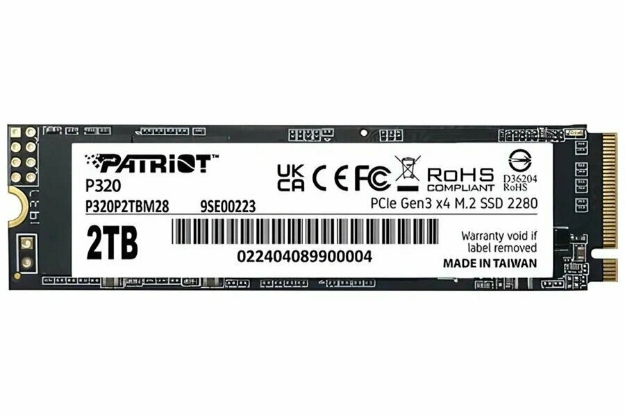 Накопитель SSD Patriot PCIe 3.0 x 2TB P320P2TBM28 P320 M.2 2280