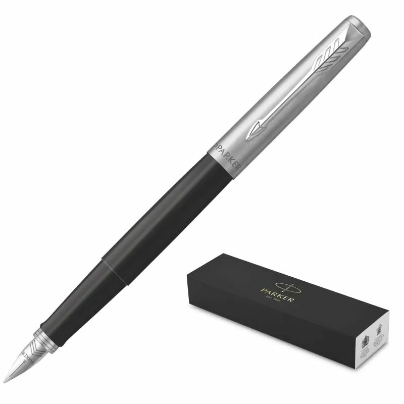 Ручка перьевая Parker "Jotter Originals Black Chrome CT" синяя, 0,8мм, подарочная упаковка