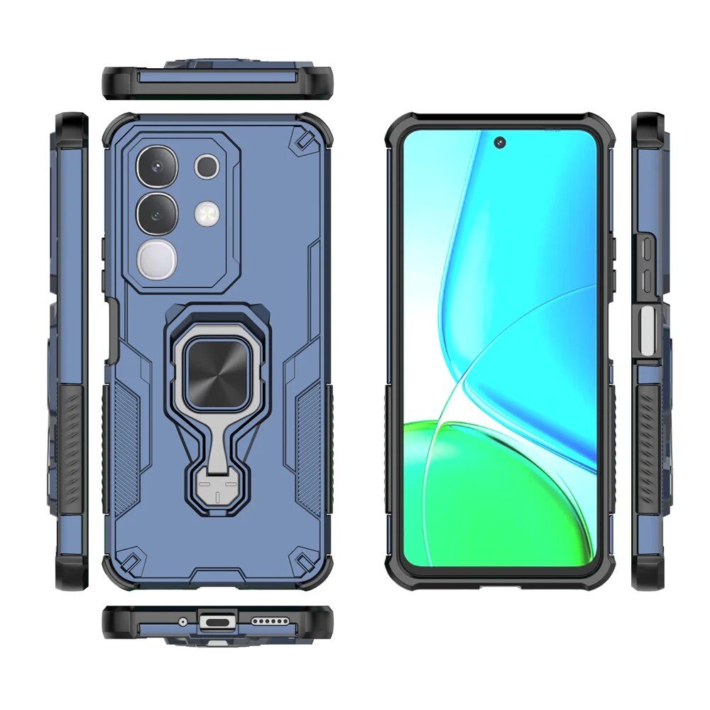Чехол для Vivo Y29 синий с кольцом