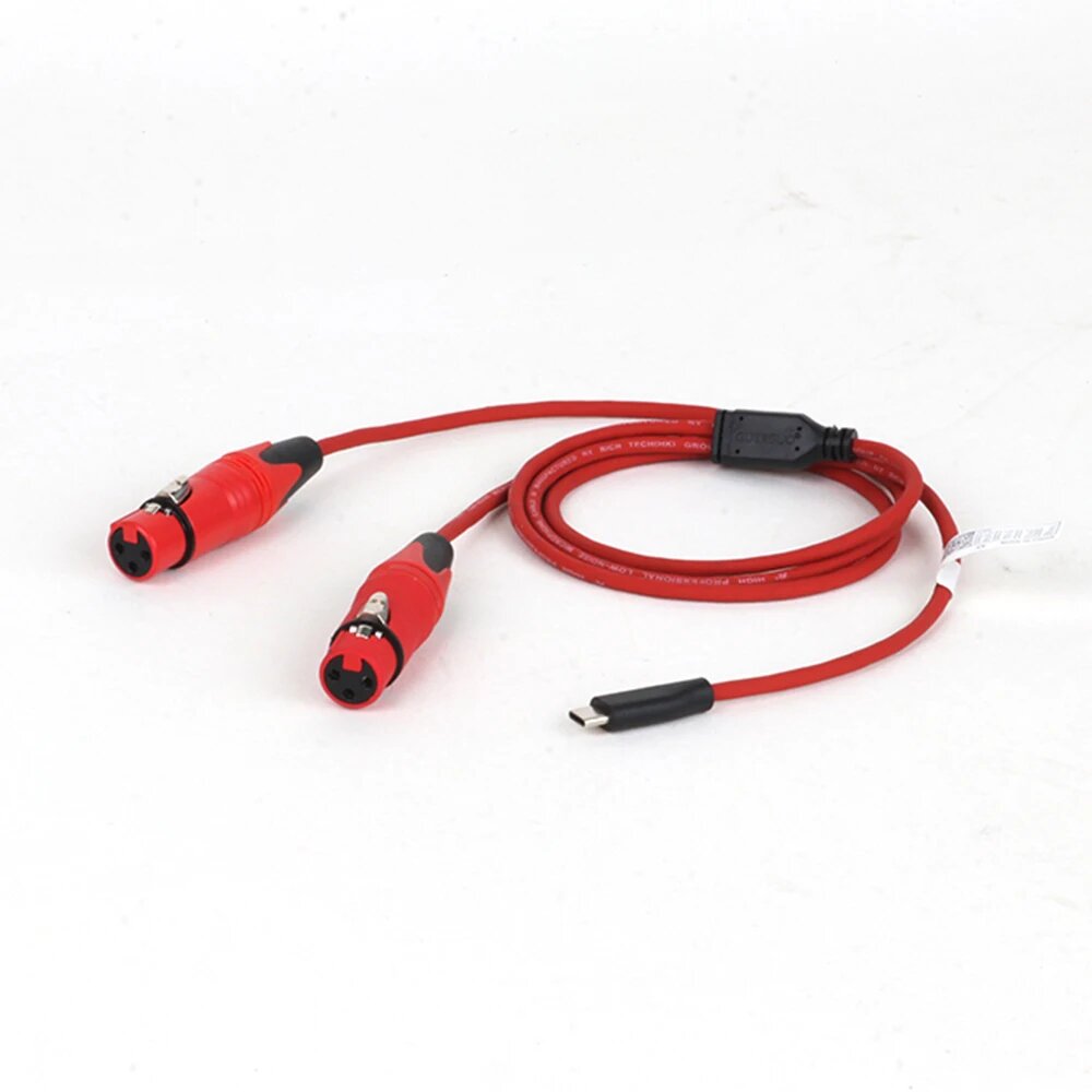 Кабель USB C — 2 XLR GuerGuo Красный, D1003-F-Red-X2, 2M