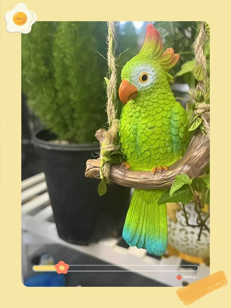 Фигурка садовая Игрушка-попугай изготовлена из высококачественной полимерной глины