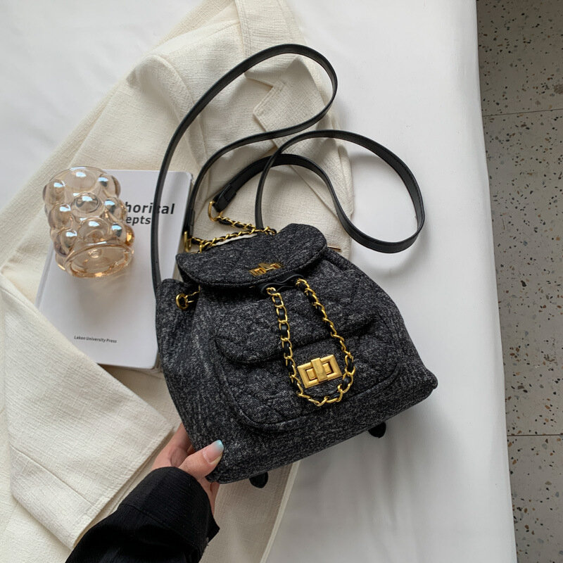 Сумка, джинсовая, на плечо, универсальная, женская, 2022, новая, модная, черный цвет