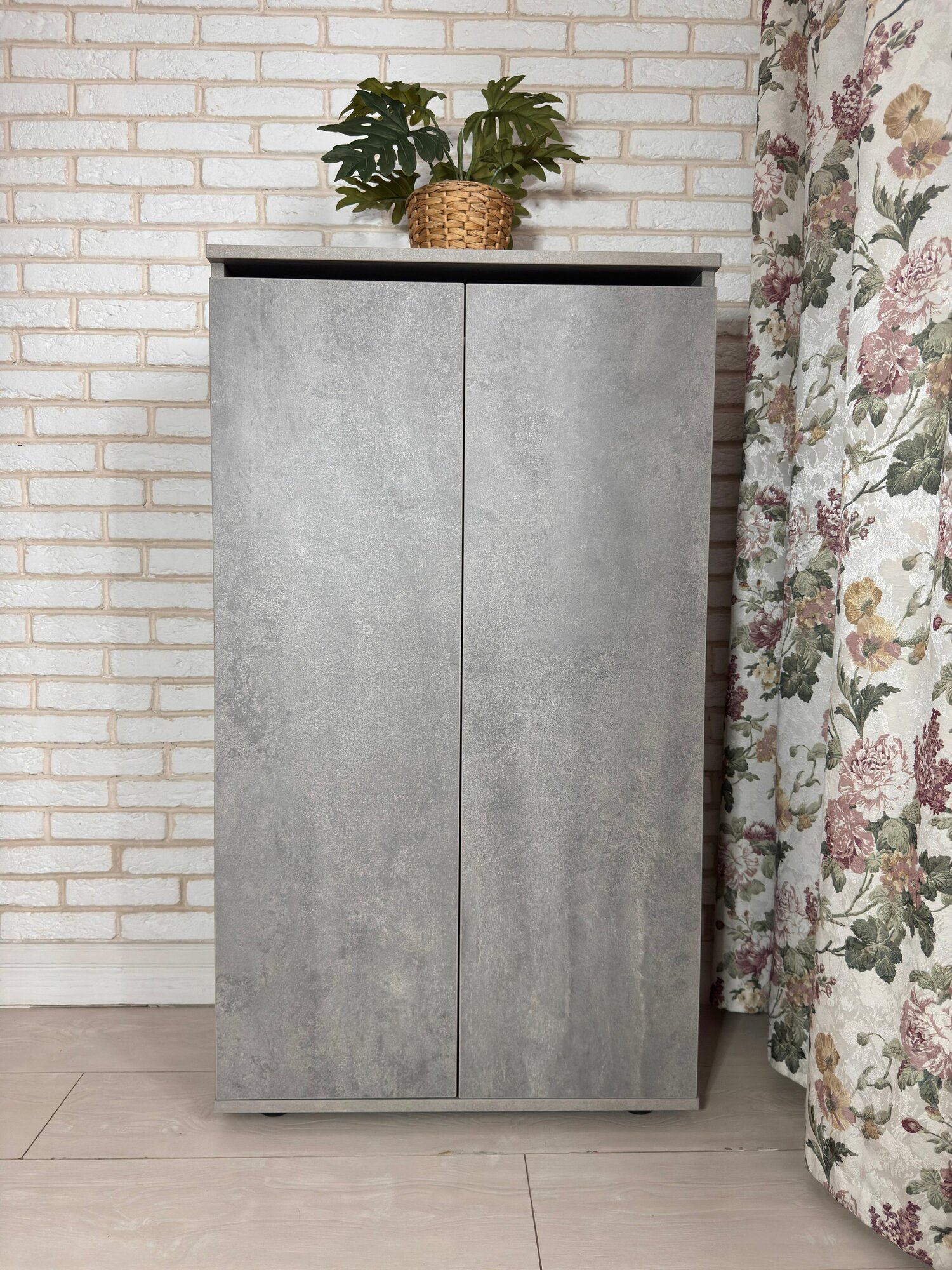 Комод КОмодныйДОМ, ЛДСП, с доводчиками, серый бетон, 62x112x34 см