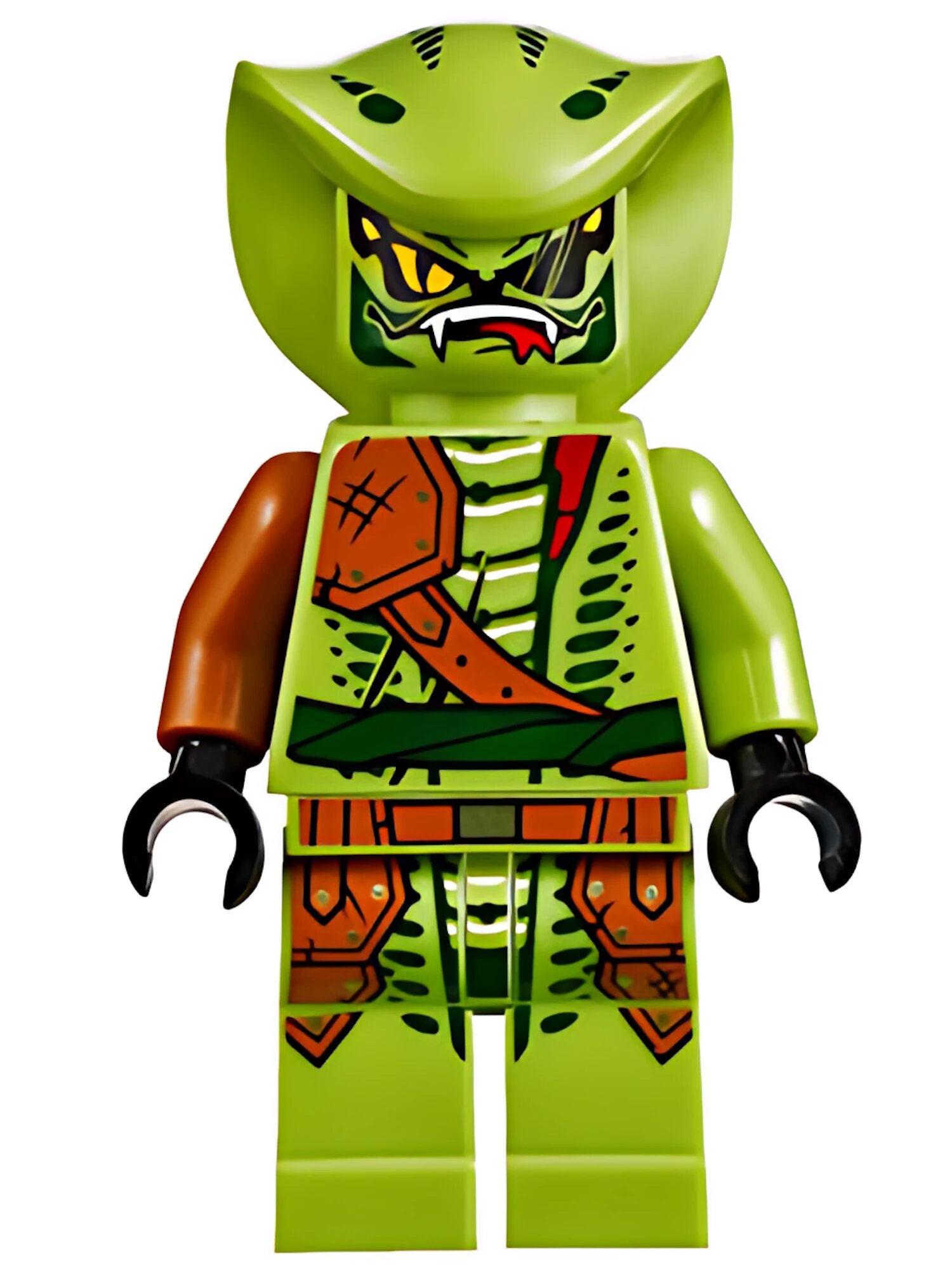 Минифигурка Lego Lasha - Rebooted, Serpentine Snake Scout, Lime with Dark Orange Armor Coverings njo206