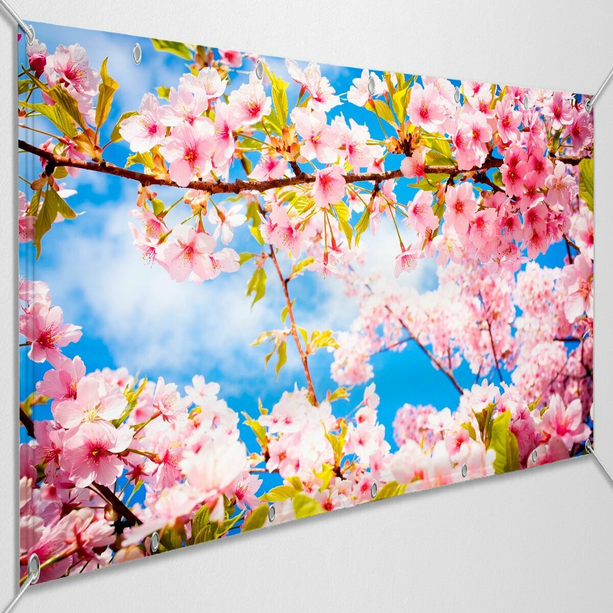 Баннер, растяжка "Весенний фон" для оформления / 1.5x0.75 м.