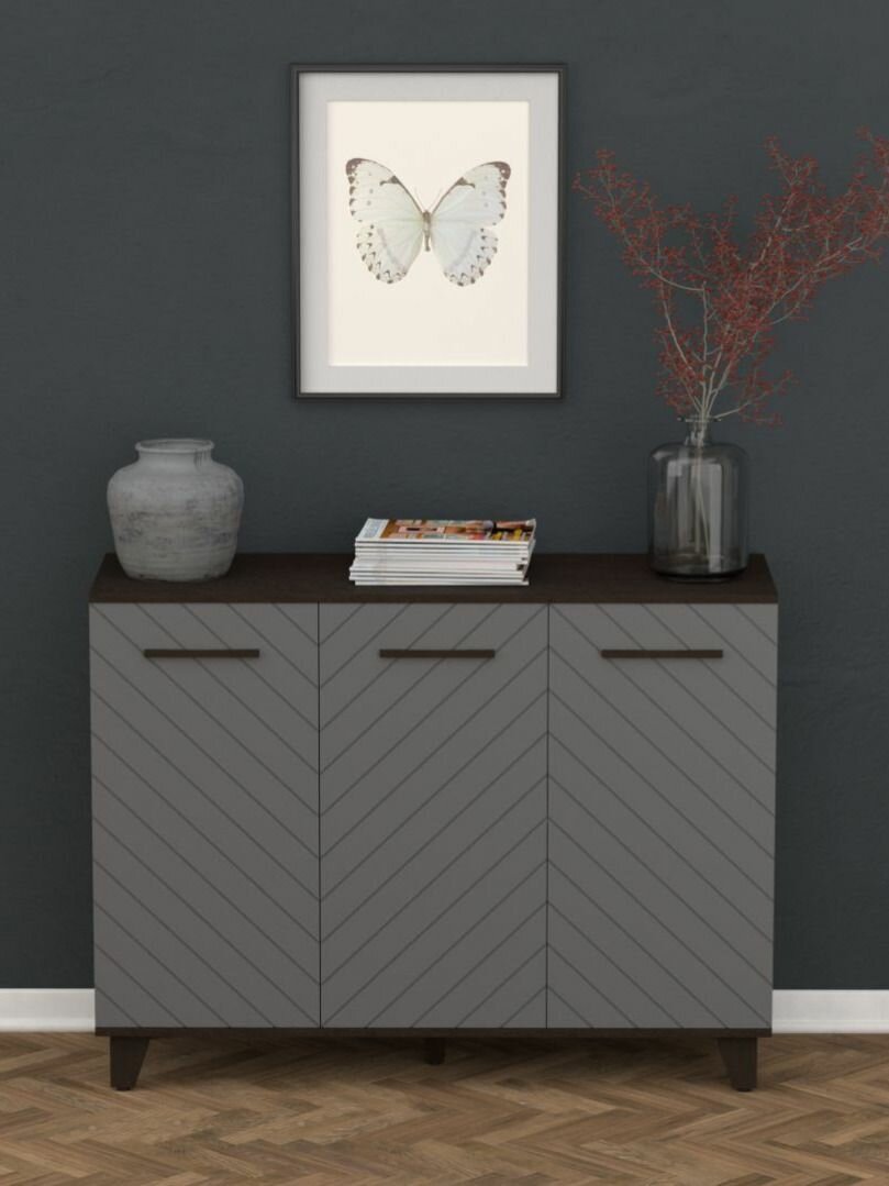 Комод с дверцами Стокгольм Венге / Серый графит (12 Стульев)