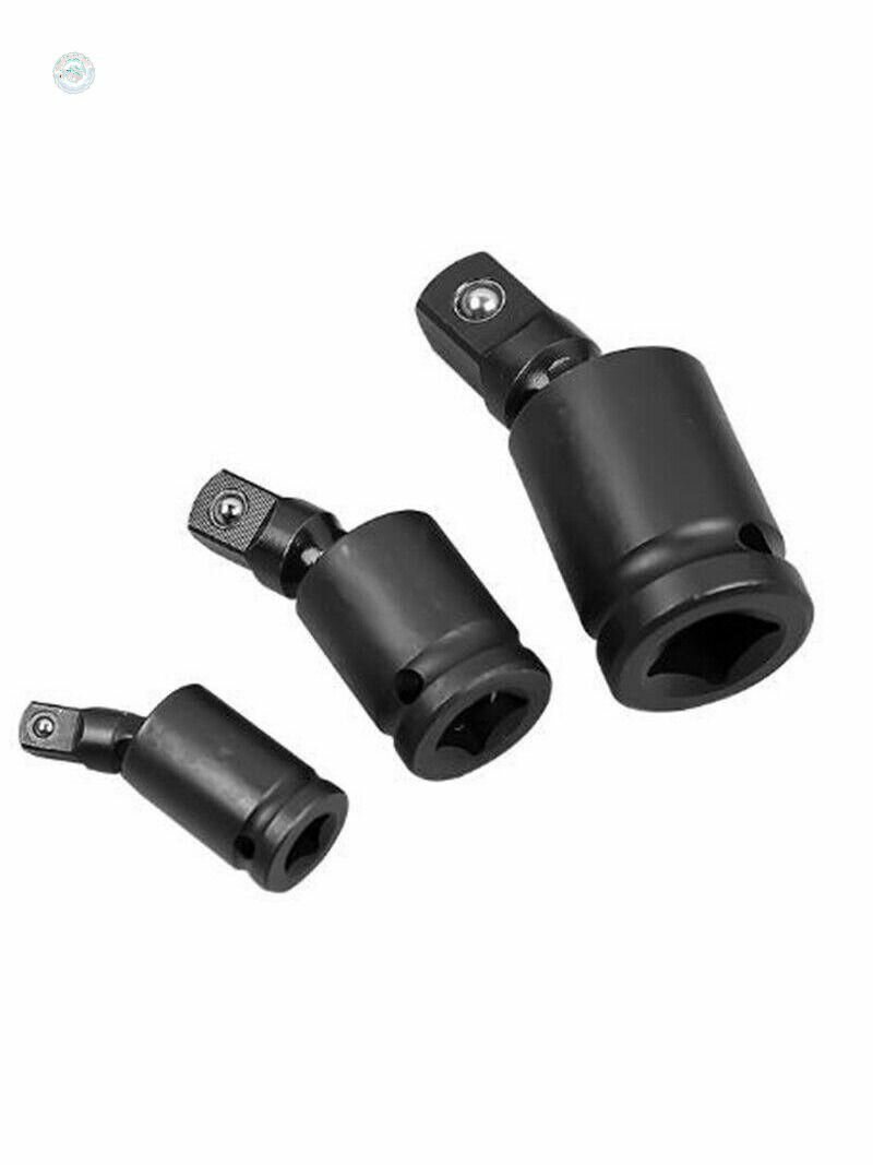 Карданный шарнир для головок 1/2 3/8 1/4 дюйма, термообработанная хромомолибденовая сталь, 360 поворот, антикоррозийное покрытие, набор из 3 шт для автомобиля и велосипеда