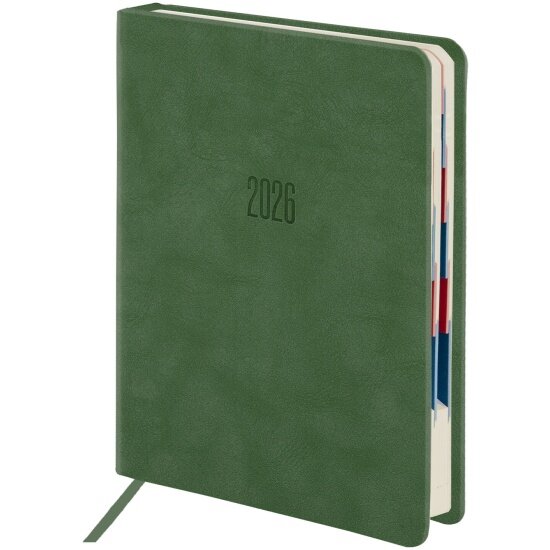 Ежедневник датированный Galant 2026 B6 125х173 мм, "Vivid", под кожу, зеленый, 117409