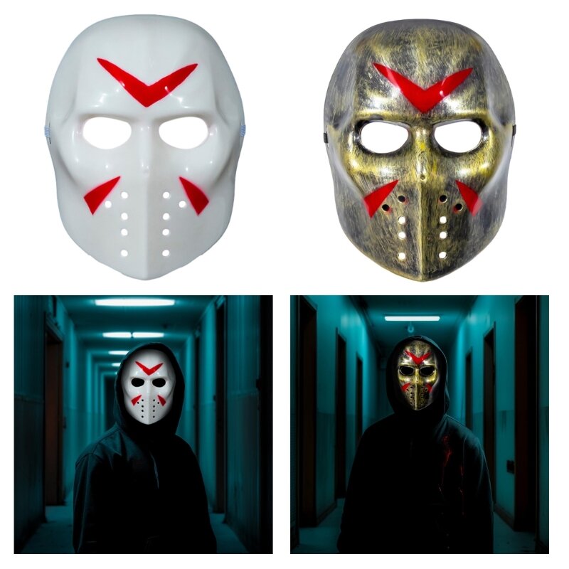 Маска для праздничной вечеринки с пролитием крови, хоккейная маска-серебряная V-образная маска смертоносного демона