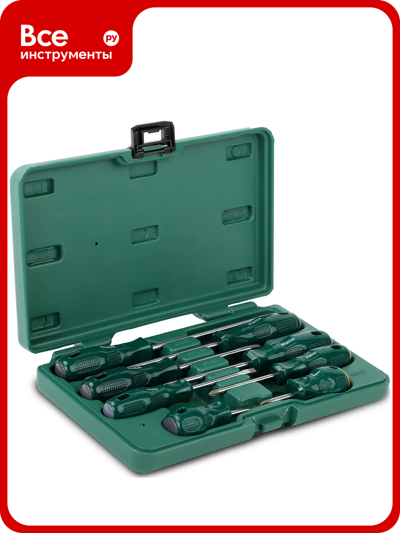 Комбинированный набор, А, крестовых и плоских отверток 8шт серия А SATA 09306, закаленной легированной хромованадиевой