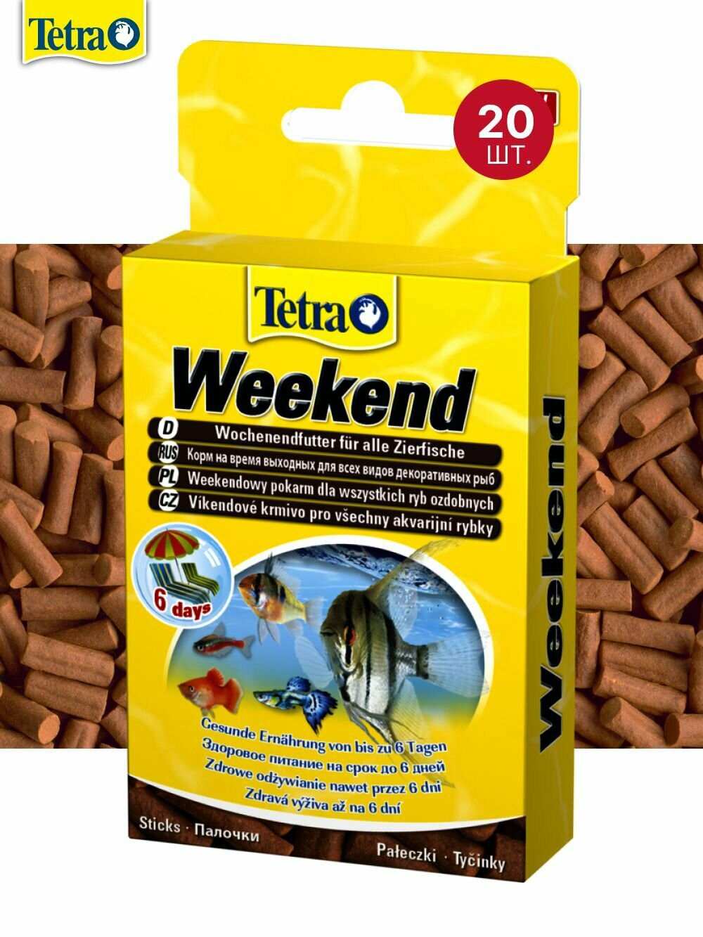 Корм Tetra "Weekend", для рыб, пролонгированный, палочки, 20 шт.
