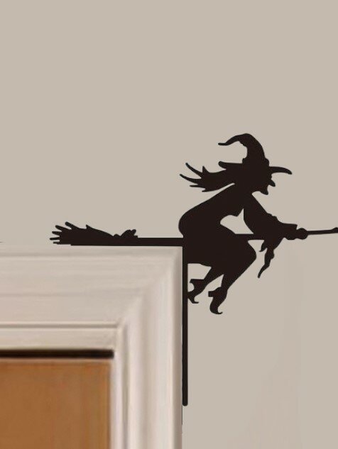 Наклейки интерьерная "Ведьма на метле", 19 х19 см, черный