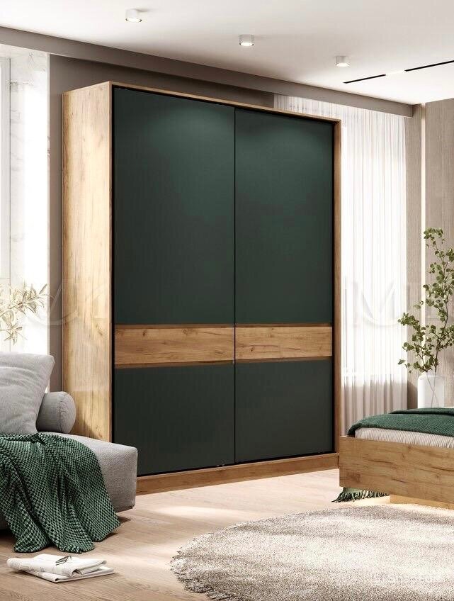 Шкаф купе Роджина 1.8 метра. ЛДСП. Дуб Крафт золотой/изумруд