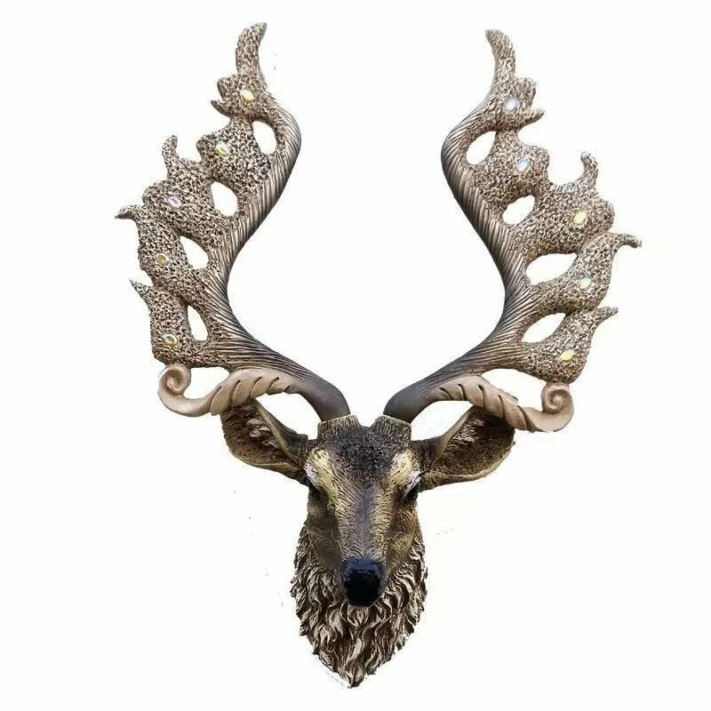Голова оленя на стену из дерева, рога оленя сборная модель деревянная