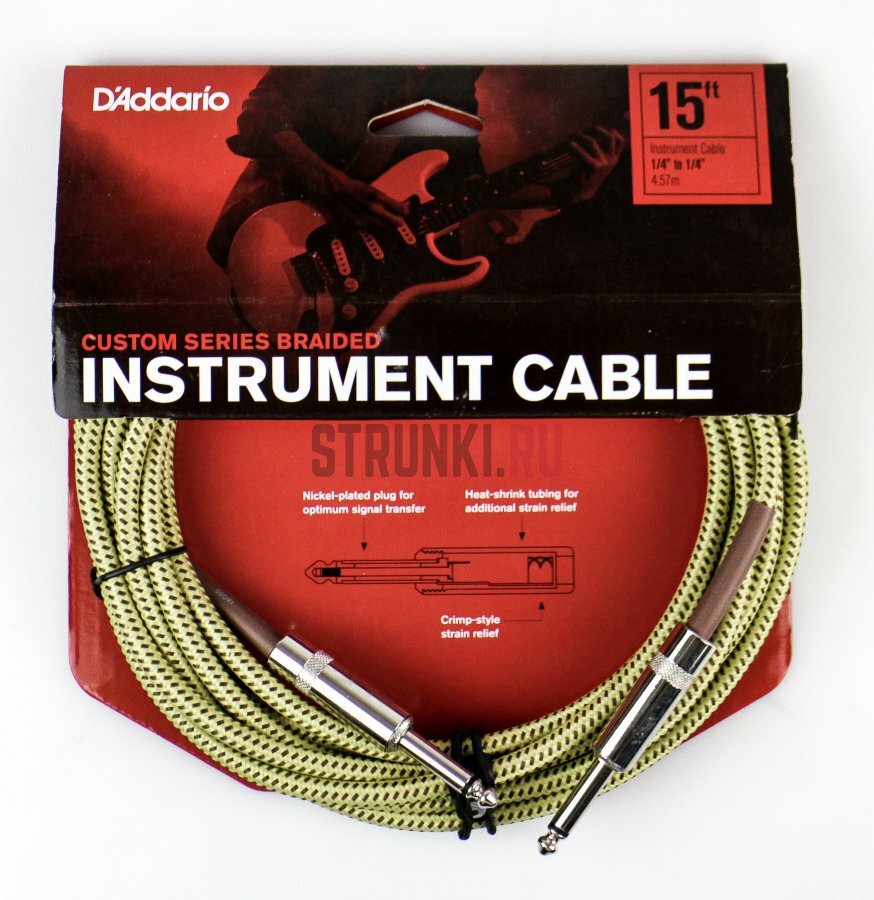 Инструментальный кабель Dadario custom series braided instrument cable 15ft
