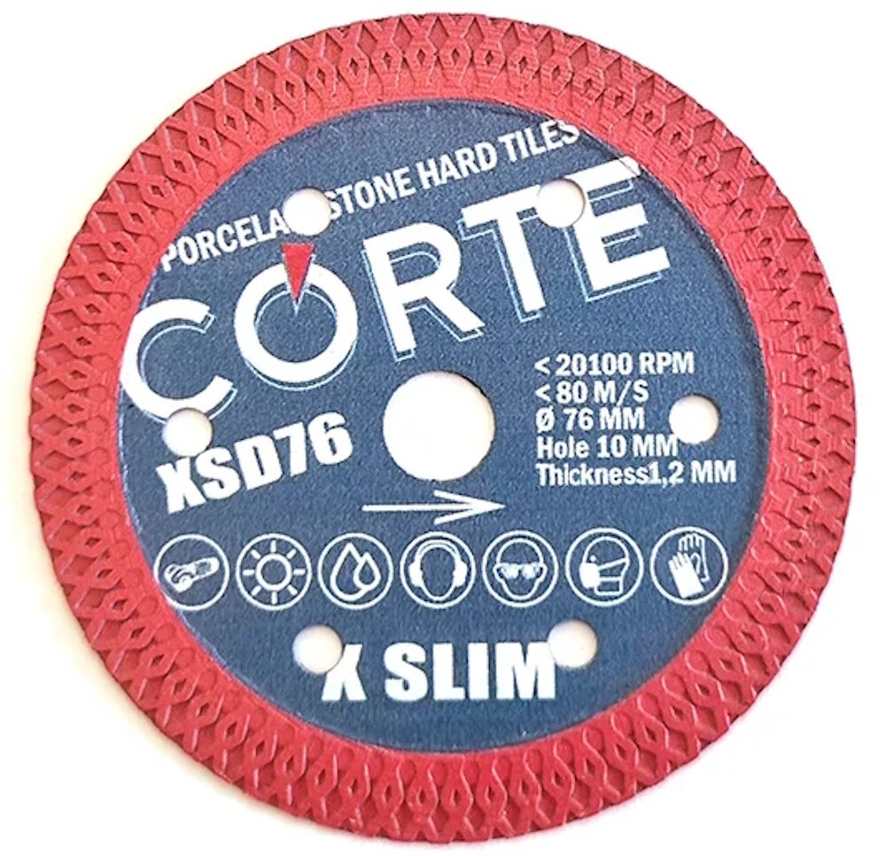 Диск алмазный CORTE / Корте X SLIM по керамограниту, сухой рез, диаметр 76мм, посадочный 10мм, рез 1.2мм / расходные материалы и оснастка
