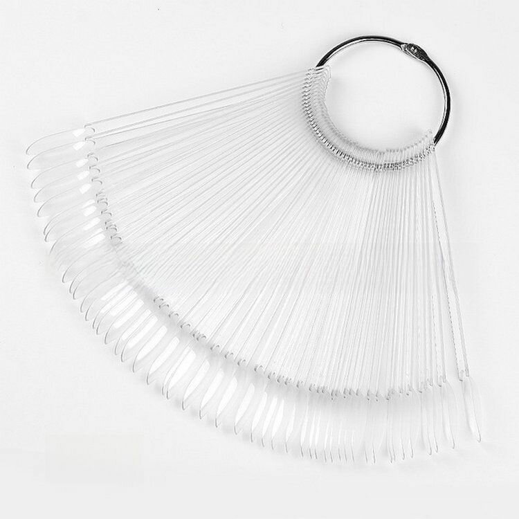 Типсы на кольце для дизайна ногтей/ Палитра для гель лаков веер, Миндаль, 50 шт