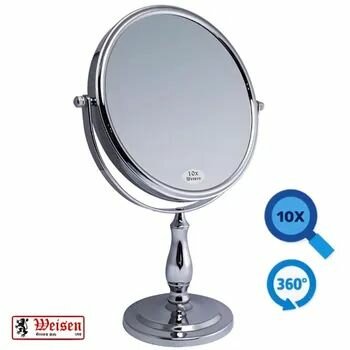 Weisen Зеркало косметическое круглое настольное с 10Х увеличением на ножке для макияжа