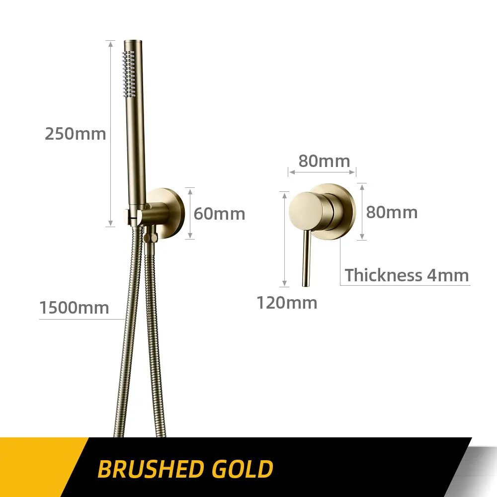 Ручной душ Brushed Gold 1,5 м, Цвет: Brushed Gold-Kit