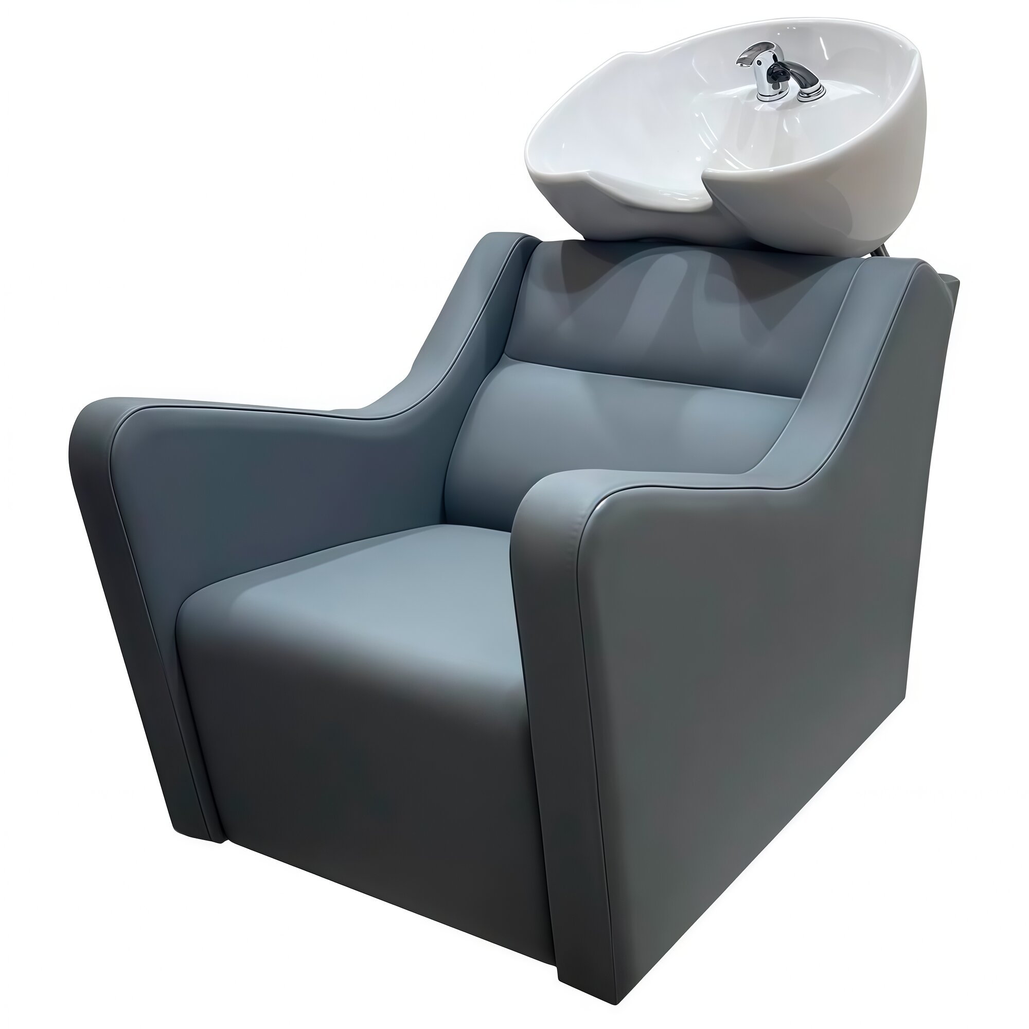 Парикмахерская мойка "Флора", серый цвет, белая глубокая раковина