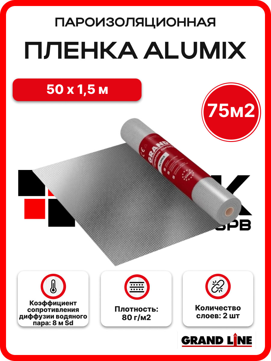 Пленка пароизоляционная Grand Line Alumix (75м2)