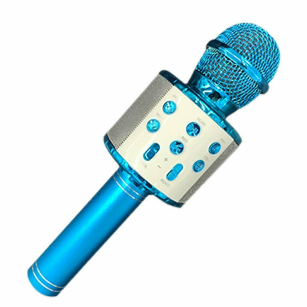 Беспроводной конденсаторный микрофон с мерцающим светодиодным освещением, синий