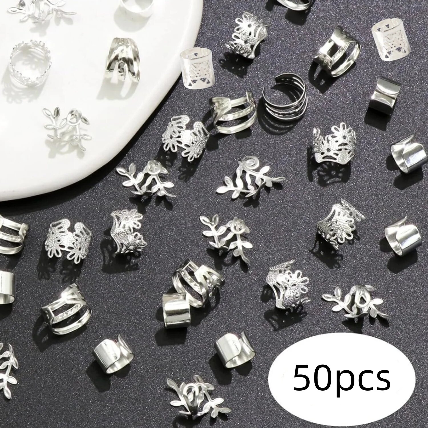 50шт серебряные украшения для волос