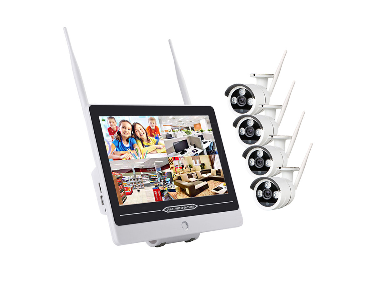 Беспроводной комплект на 4 камеры для улицы с репитером с монитором 12 - Kvadro Vision I-Stiv 12 Street - 2.0R (Lux)