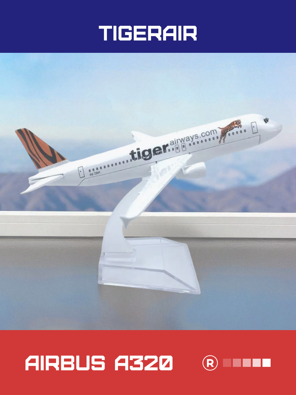 Коллекционная металлическая модель самолета Airbus A320 Tigerair