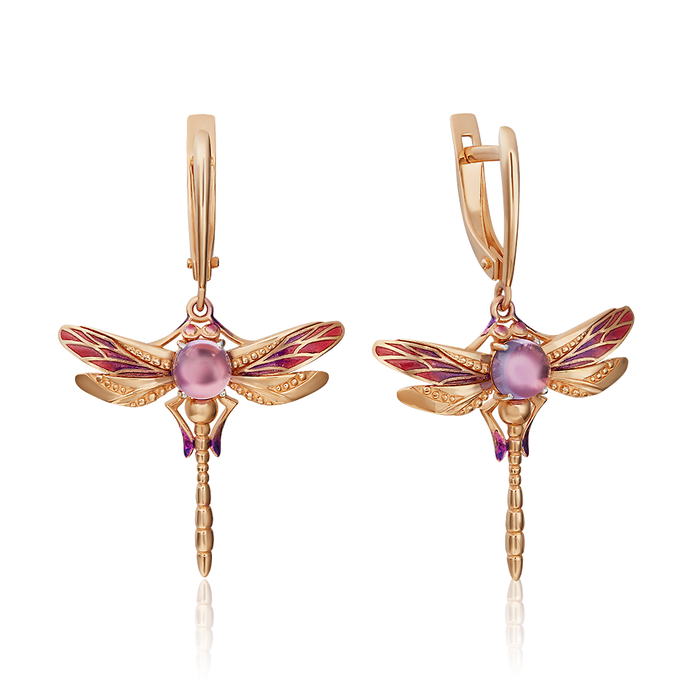 Серьги PLATINA, красное золото, 585 проба, аметист
