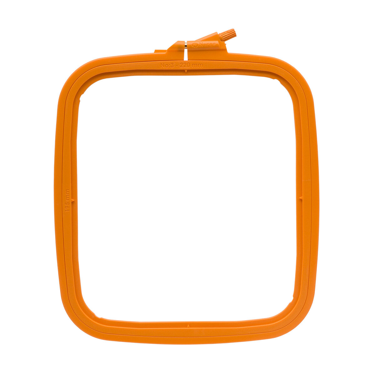 Пяльцы для вышивания квадратные 19,5*22 см, с винтом, пластиковые, оранжевые, Nurge Hobby