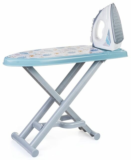 Игровой набор "Утюжок №3", игрушечный утюг с гладильной доской, детская бытовая техника с аксессуарами, сюжетно-ролевая игра для девочек, в сеточке, цвет серо-голубой