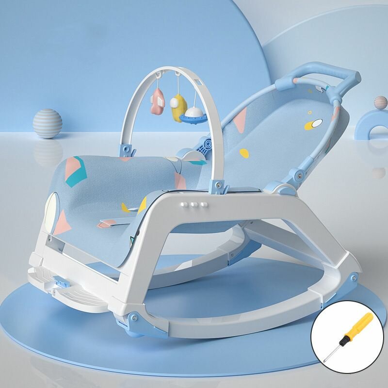 Детское кресло-качалка/многофункциональная детская колыбелька Июнь-0-3 Складное удобное кресло-качалка на колесиках и тарелке.