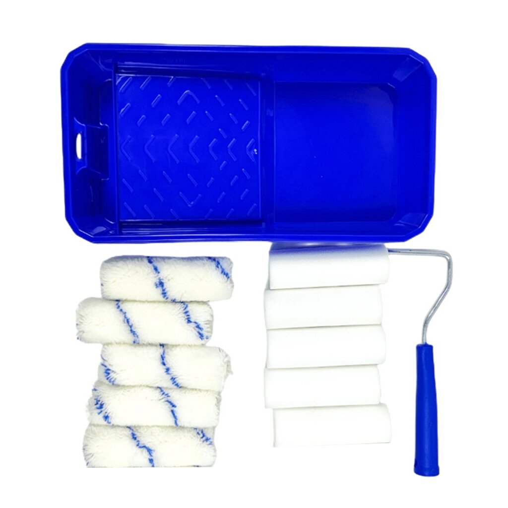 Мини-Набор для Нанесения Покрытия Малярным Валиком Многоразовый Полиэфирный Валик с Ручкой и Утолщенным Поддоном для Точной Покраски и Декорирования