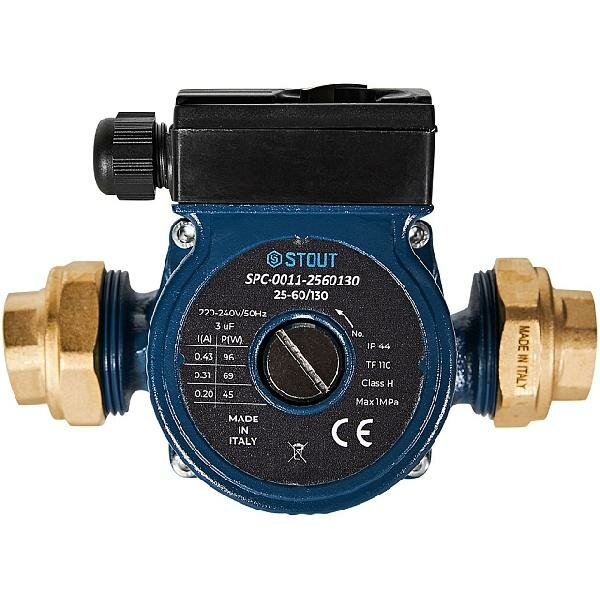 Циркуляционный насос STOUT 25-60/130 220/240V 50Hz с латунными гайками G 1 1/2 x Rp 1 SPC-0011-2560130