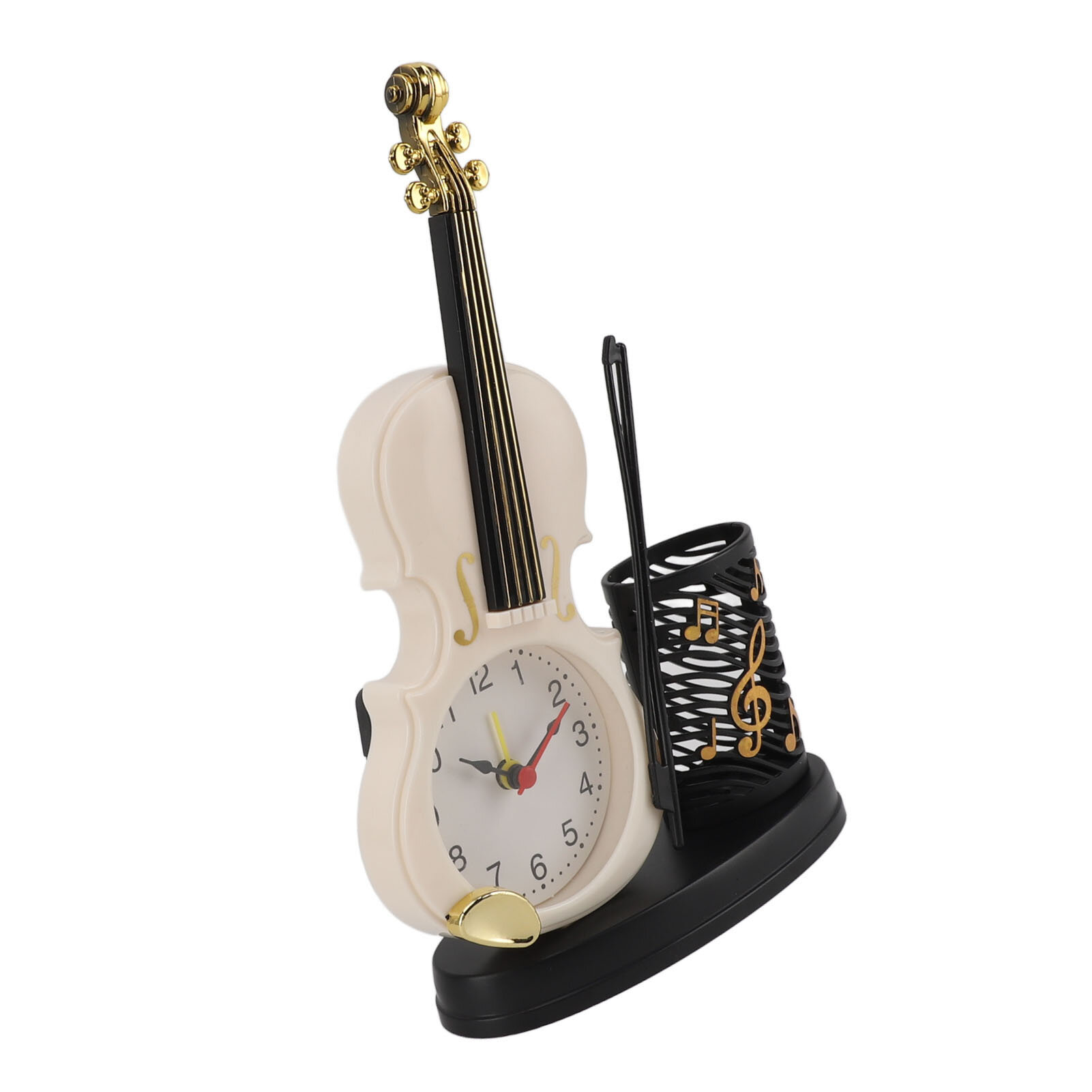 Будильник для скрипки Ретро Мода Точилка для карандашей Функциональный стол Будильник Форма скрипки Новинка Прикроватные часы для любителей музыки Белый