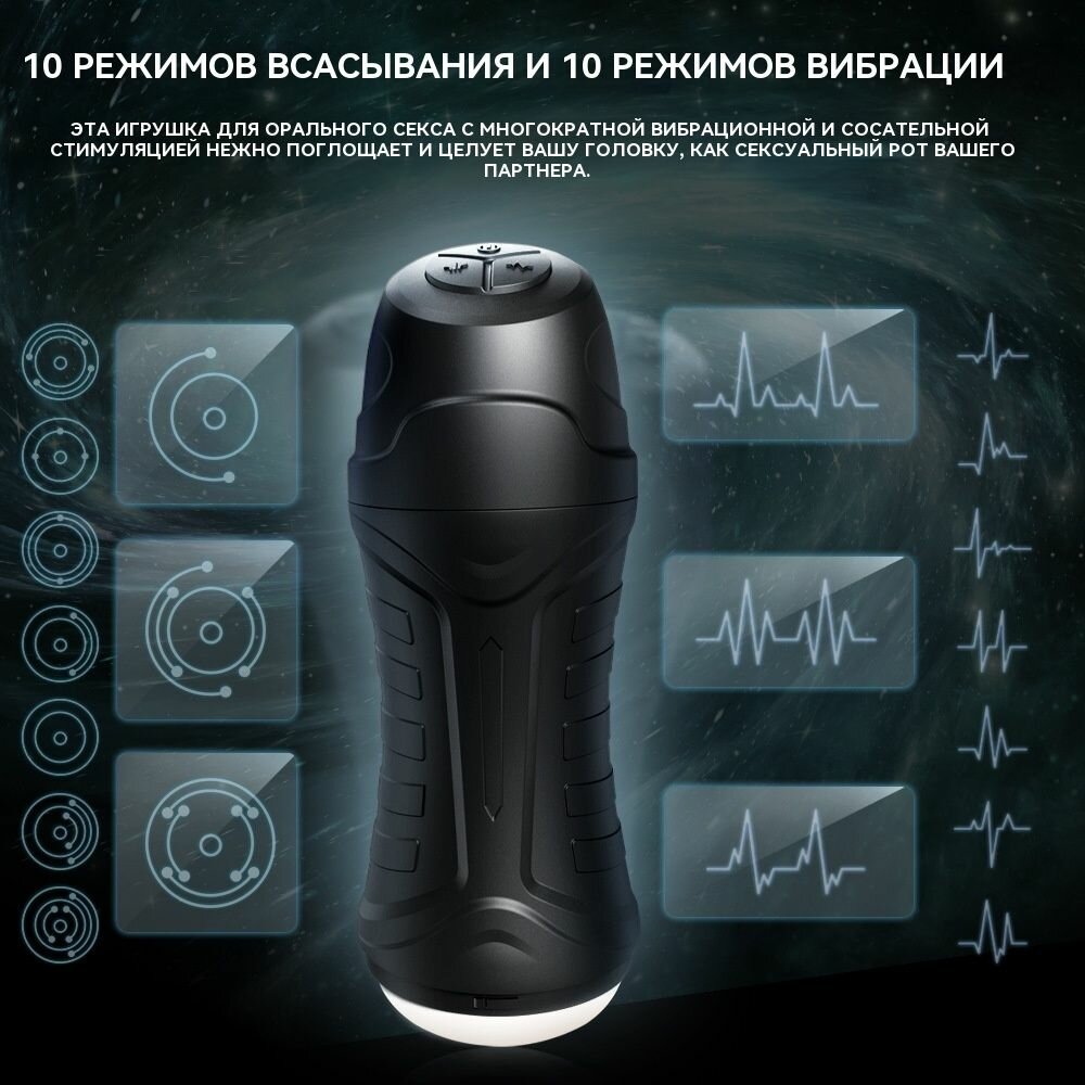 Секс-игрушка для мужской мастурбации с сосущей вибрацией, вакуумное устройство для мастурбации (10 режимов всасывания) 18+