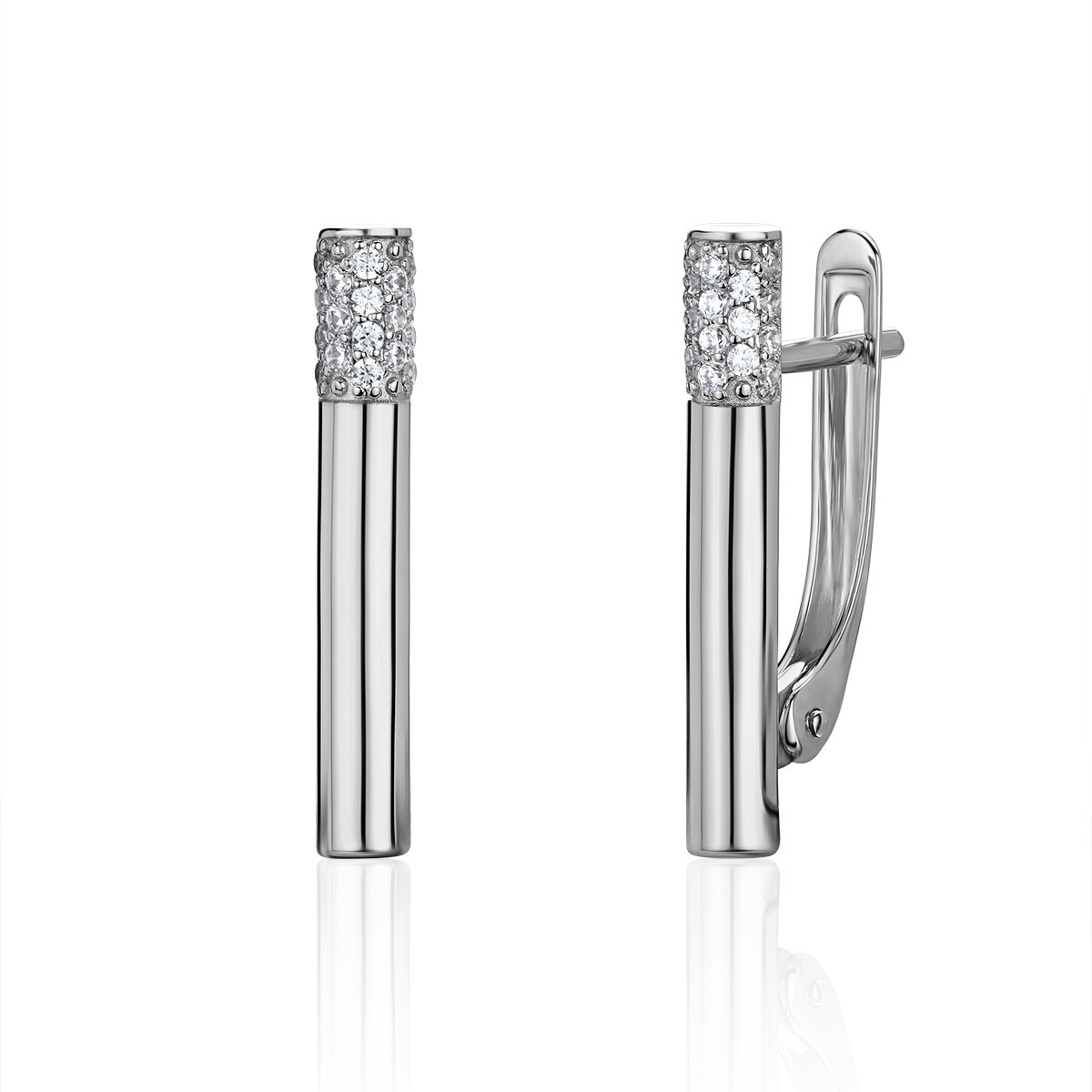 Серьги, белое золото, 585 проба, фианит