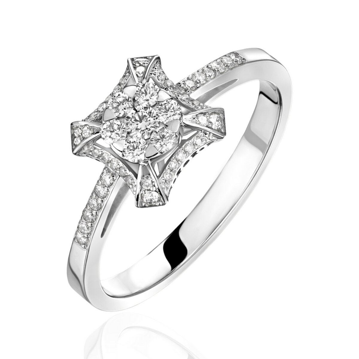 Кольцо, белое золото, 585 проба, бриллиант