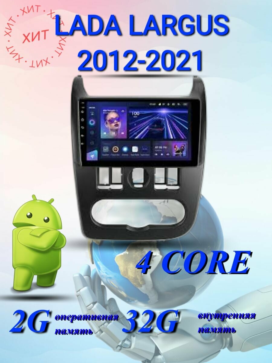 Магнитола Hippcron 2g32g, для Lada Largus, 2DIN, GPS, Android