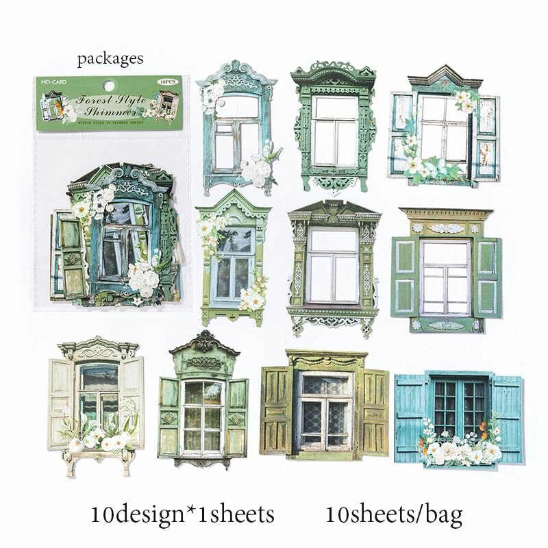 Набор наклеек, Mr.paper, 10 листов / упаковка, Винтажная цветочная тема окна, дизайн выреза, качественная бумага, можно использовать для украшения скрапбукинга, коллажа