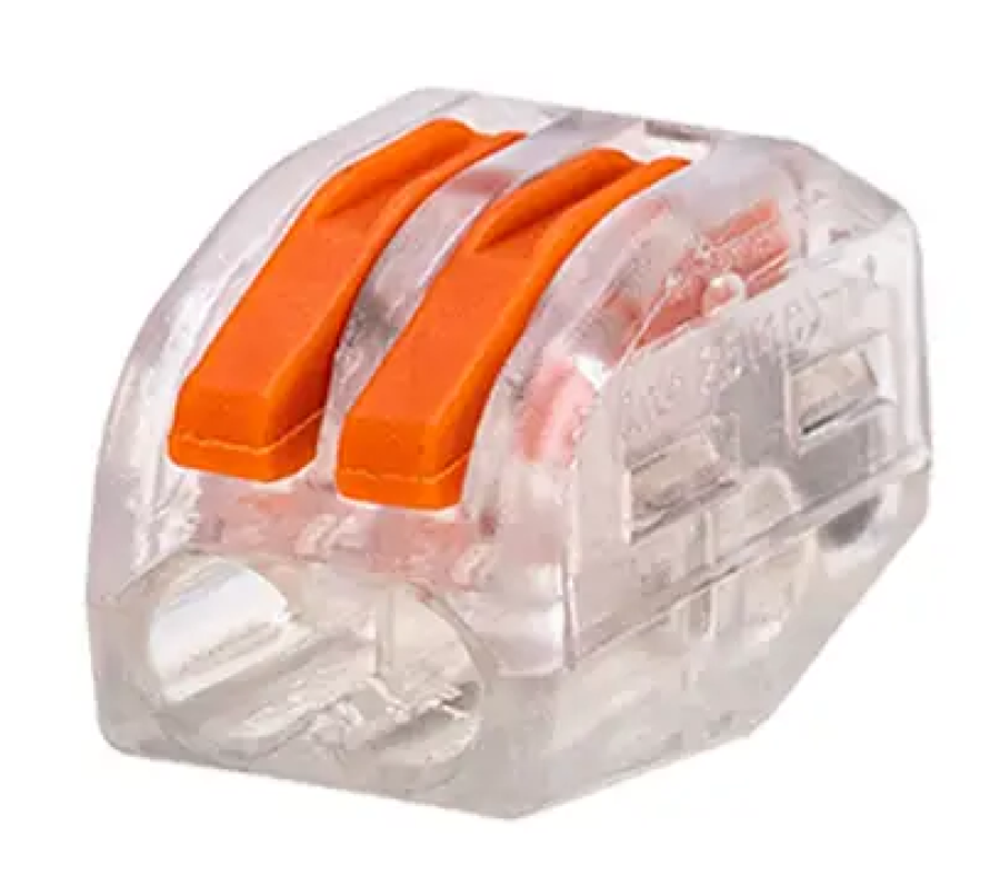 Клемма для проводов REXANT / Рексант СМК 222-412 двухпроводная универсальная, полиамид 66, прозрачный, 0.08-2.5/4мм², 10шт. / зажим