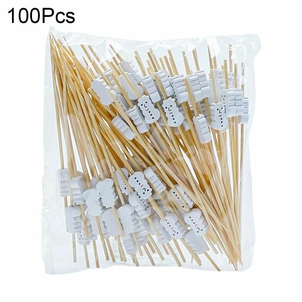 Упаковка 100 одноразовых рождественских палочек для фруктов: Санта-Клаус, сосна, лось