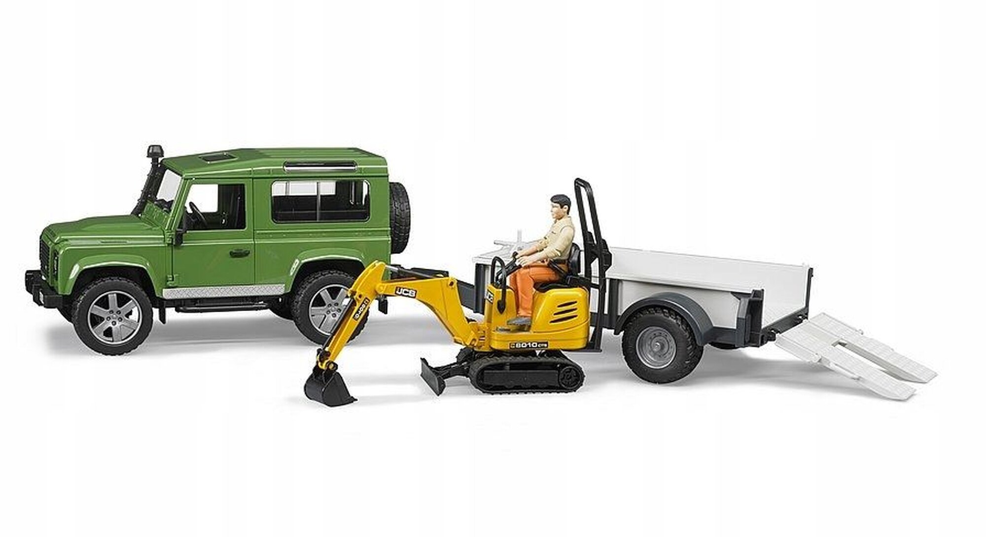 Игрушечный транспорт Bruder - Land Rover с эвакуатором + микроэкскаватор JCB CTS - Брудер 02593