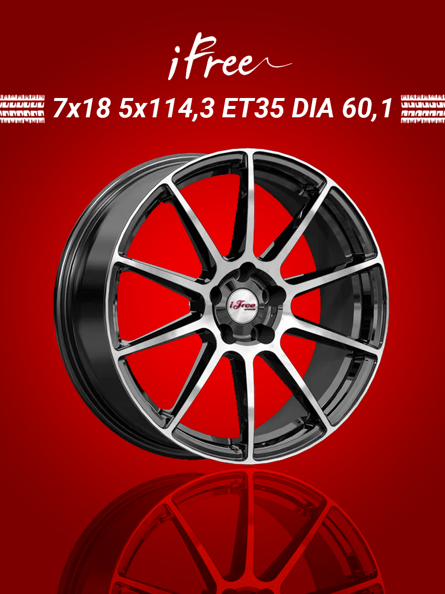 Диск автомобильный iFree Винзор 7x18 5x114,3 ET35 60,1 Блэк джек