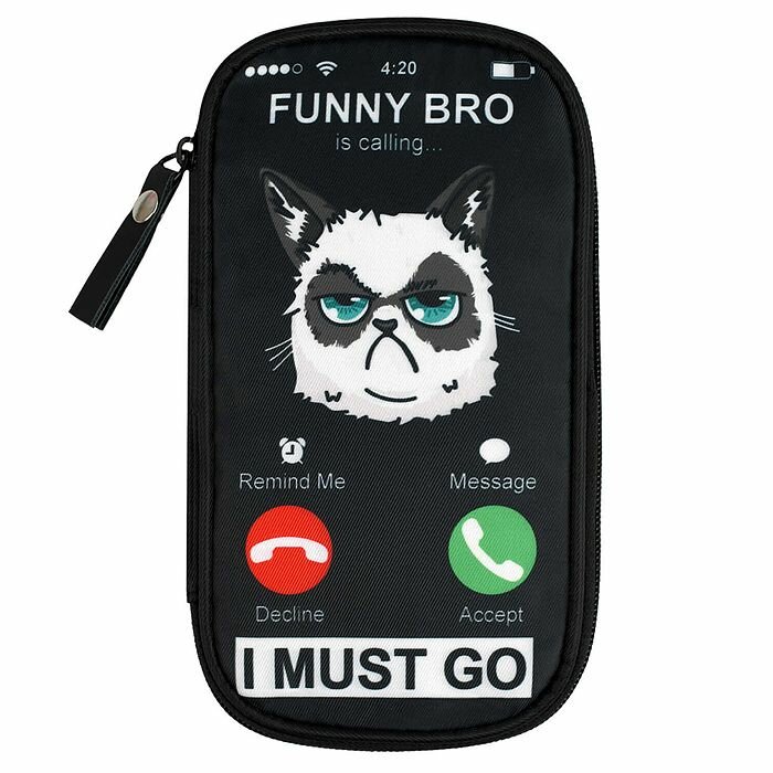 Пенал Феникс Плюс "Фразы с характером", 11x20x2см, молния