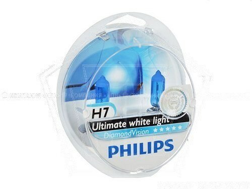 Лампа галогеновая h7 12v 55w philips diamond vision px26d (2 шт.)