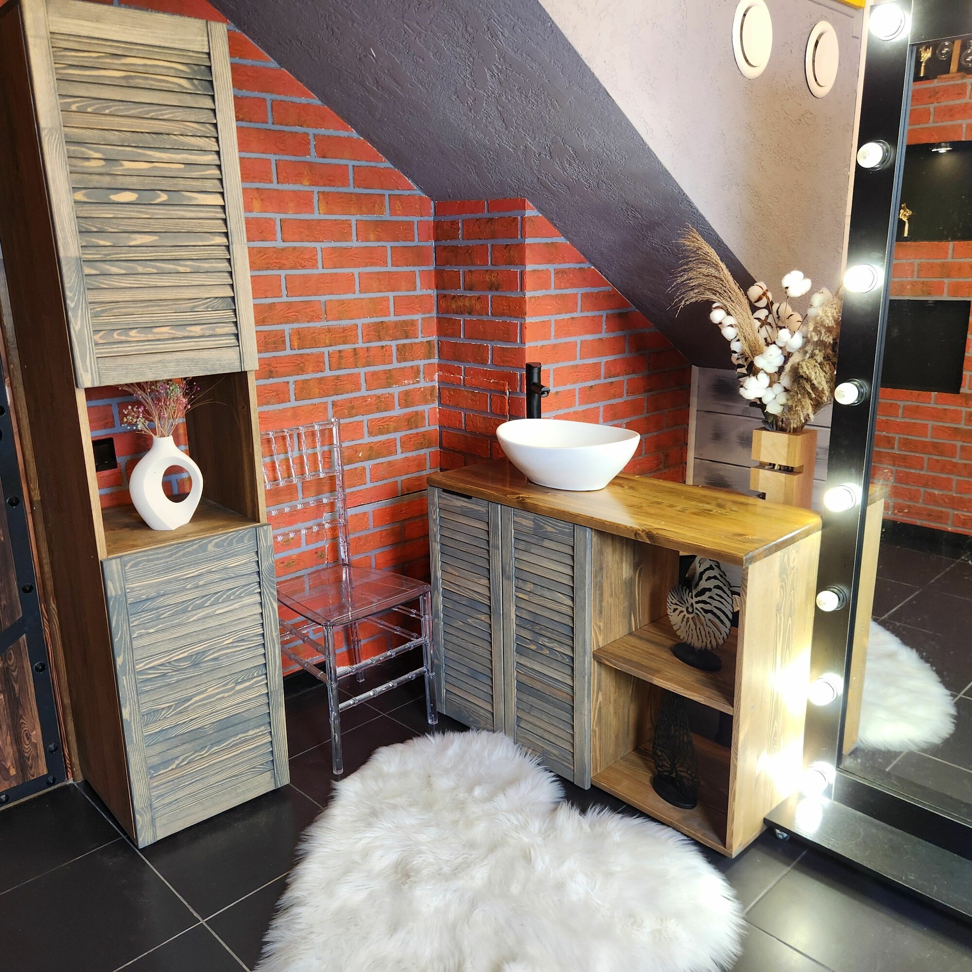 Тумба под раковину 100х40 с широкими полками