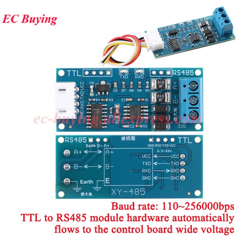 Преобразователь модуля TTL в RS485, 3,3 В, 5 В, последовательный порт RS-485, уровень UART, оборудование для взаимного преобразования, автоматическое управление, направление потока